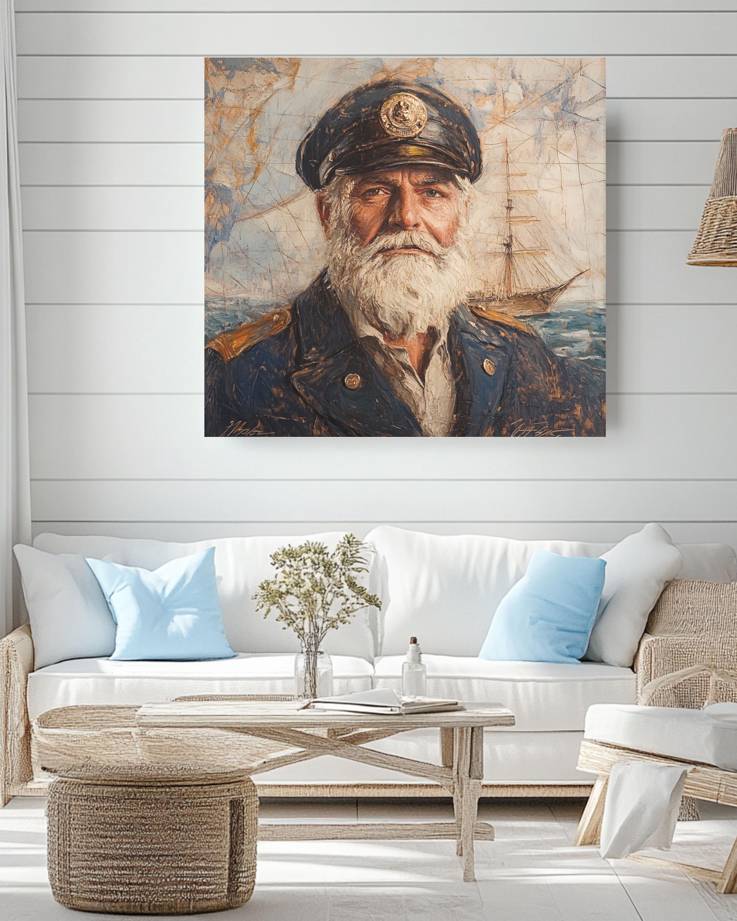 Vintage Sea Captain Portrait: Nautical Canvas Wall Art - Etsy