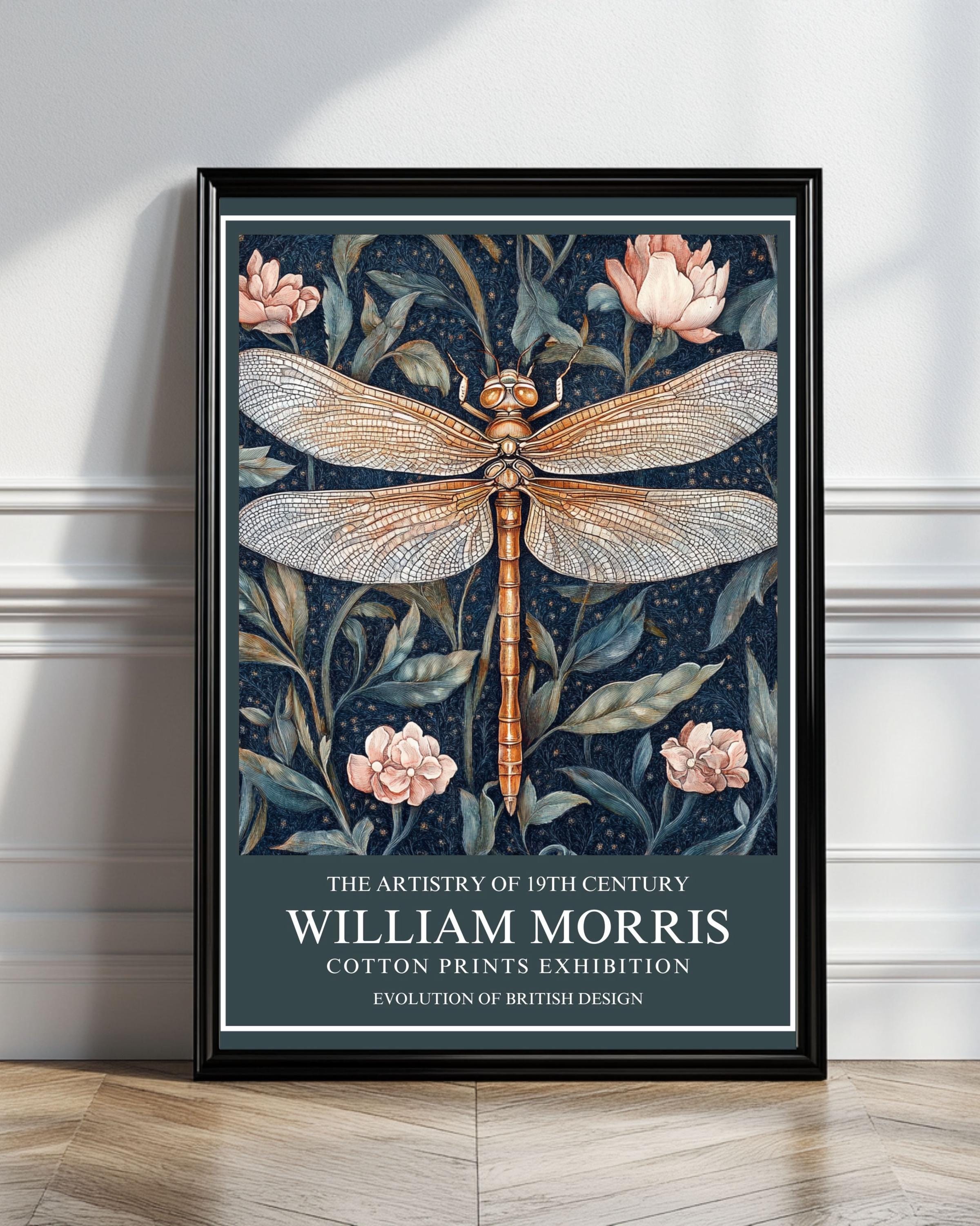 Dragonfly William Morris Art Print: Vintage Botanical Insect Poster - Etsy