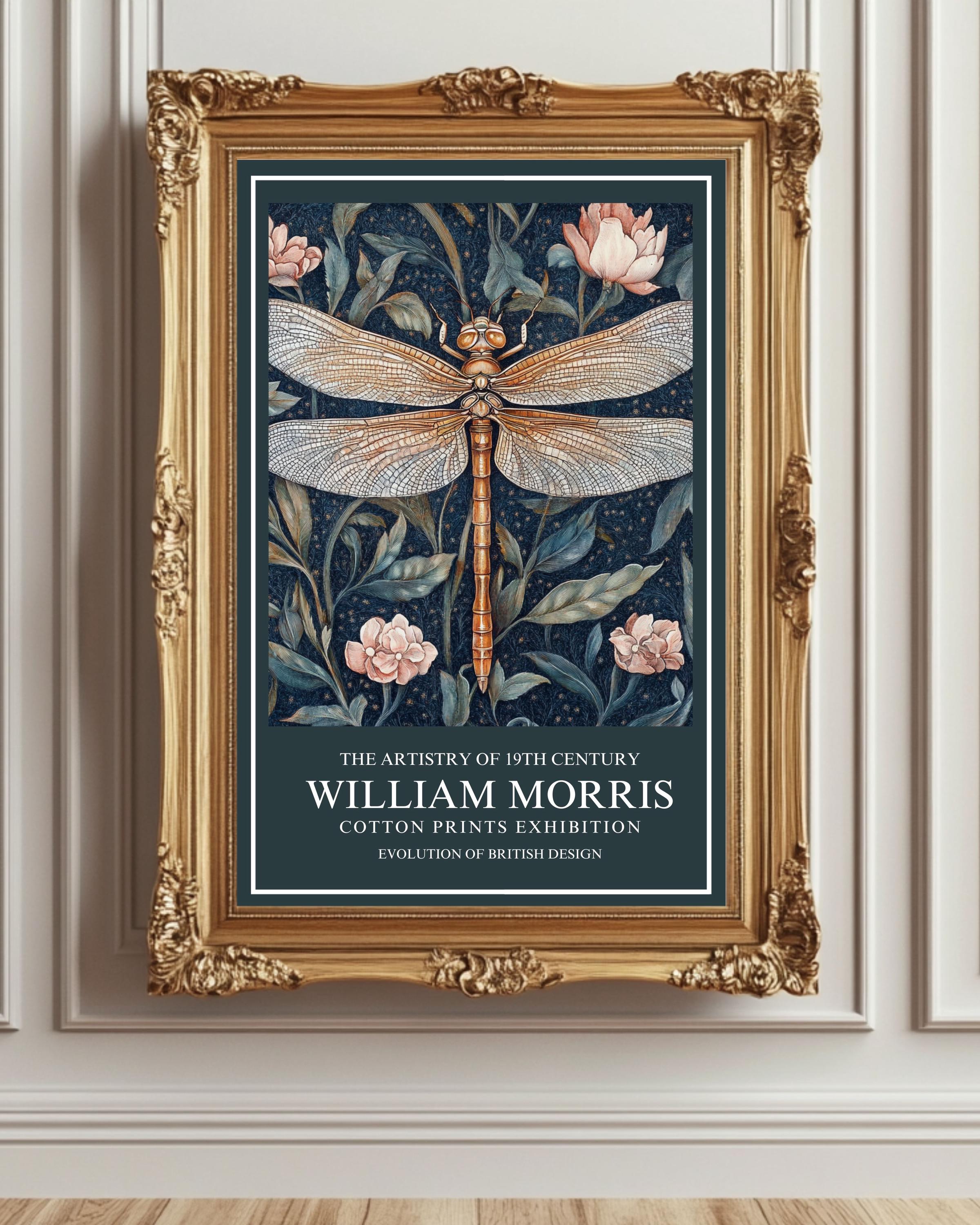 Dragonfly William Morris Art Print: Vintage Botanical Insect Poster - Etsy