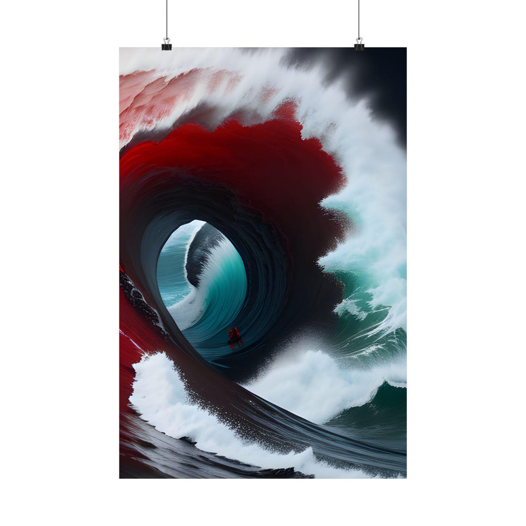 Matte Vertical Posters, Blood Ocean Red Waves Art Print, Wall Decor ...