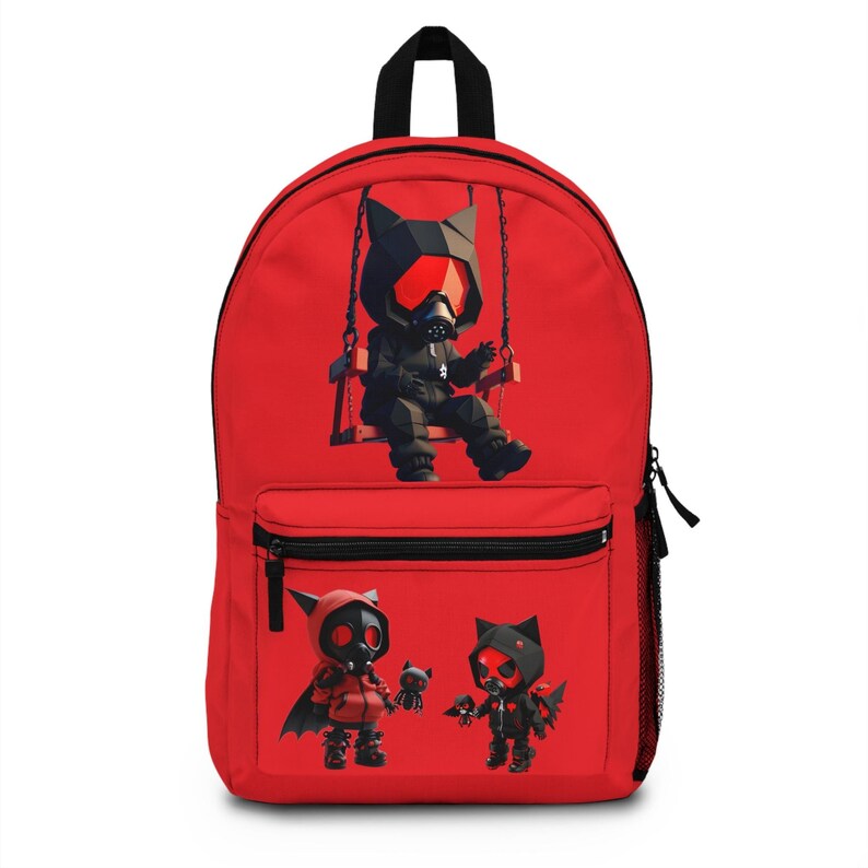 Futuristic Techwear Cyberpunk Backpack Red Black Emo Grunge Style With ...
