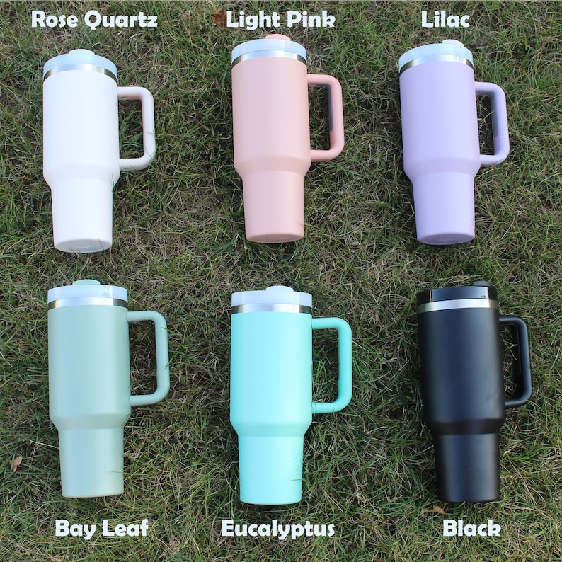 Personalized Floral Initials 40 Oz Tumbler, Custom Name Cup With Handle ...