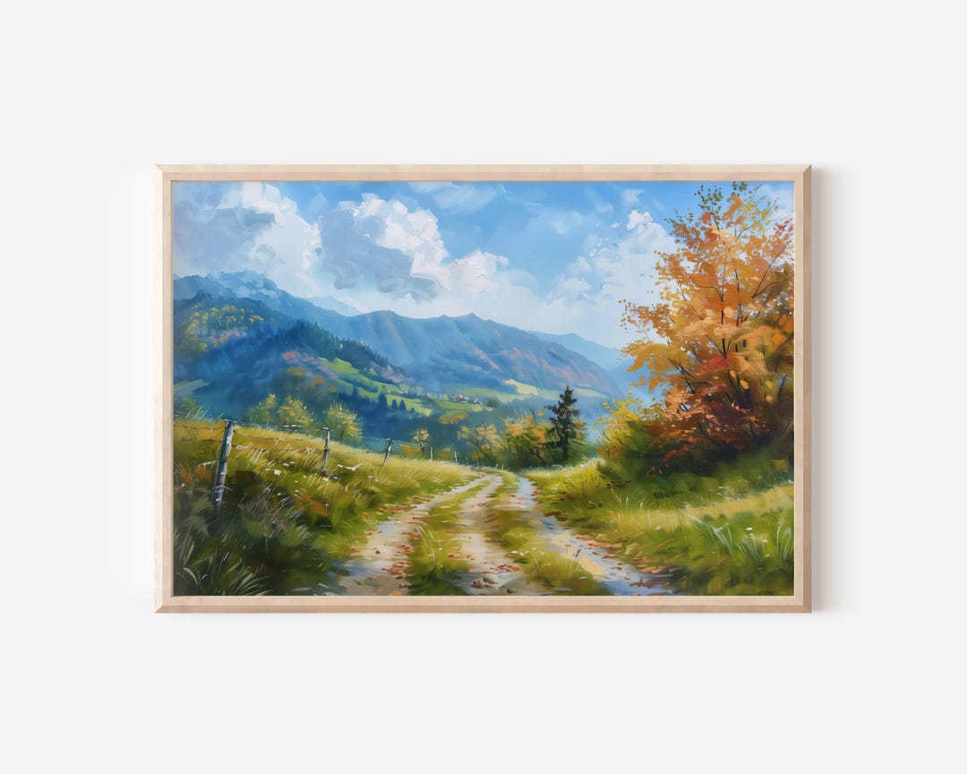 Printable Countryside Wall Art, Landscape Painting, Country Hiking Path ...