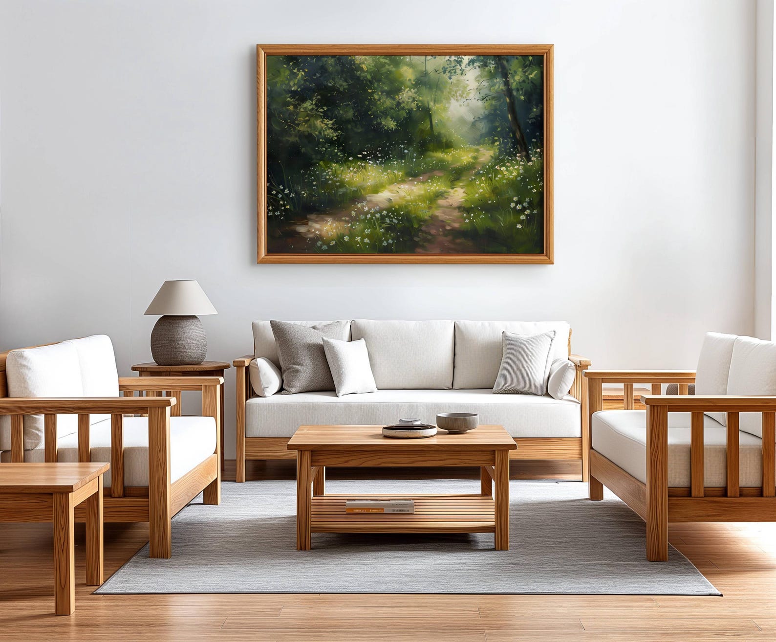 Printable Countryside Wall Art, Landscape Painting, Forest Path Print ...