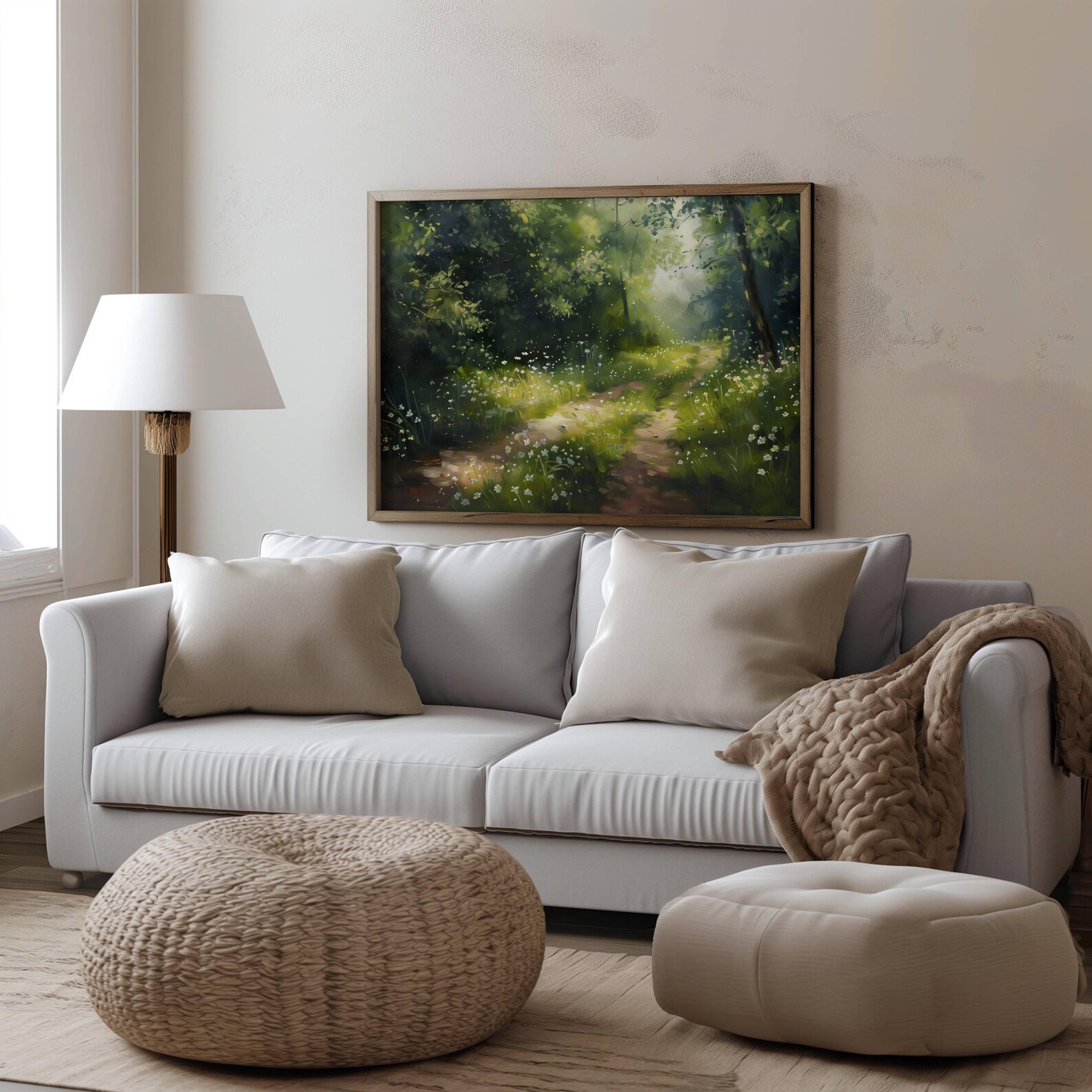 Printable Countryside Wall Art, Landscape Painting, Forest Path Print ...