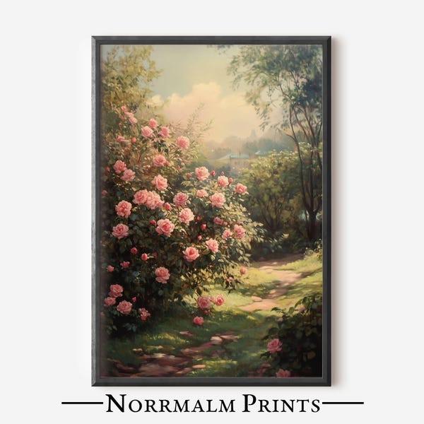 Printable Mountain Scenery Wall Art, Country Landscape Painting, Steam ...