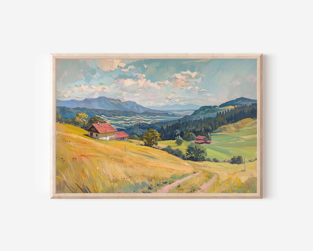 Printable Countryside Wall Art, Country Landscape Painting, Farmhouse ...