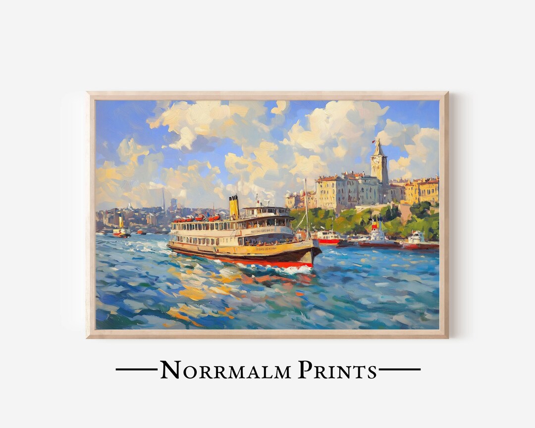 Printable Passenger Ferry Steamship Wall Art, Historic Coastal City ...
