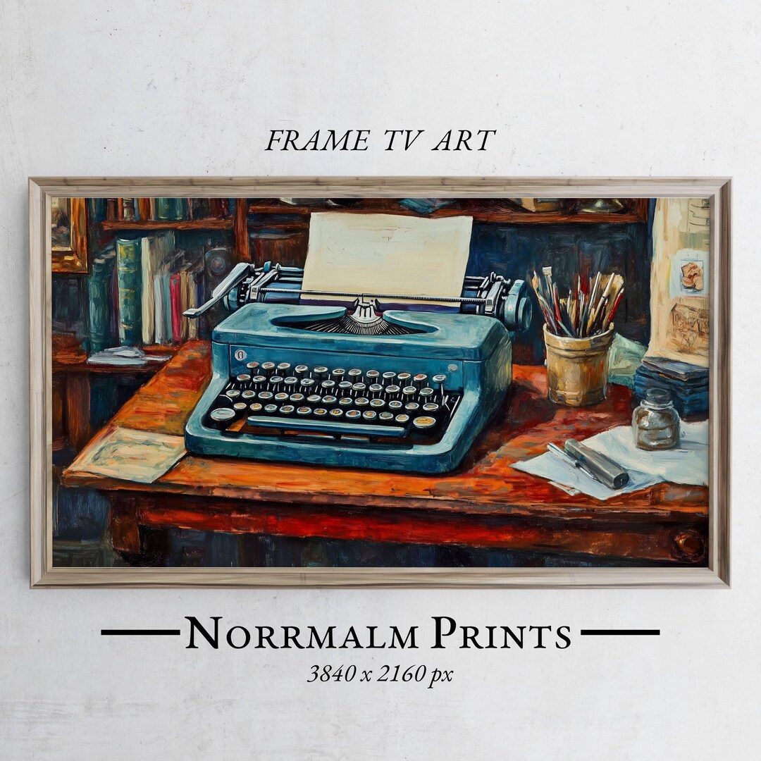 Old Style Typewriter Samsung Frame TV Art, Interior Still Life Painting ...
