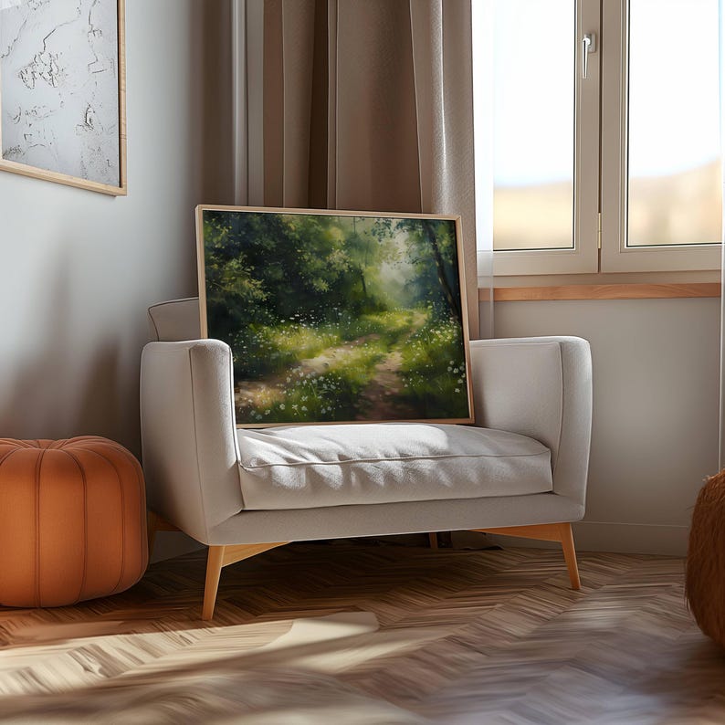 Printable Countryside Wall Art, Landscape Painting, Forest Path Print ...