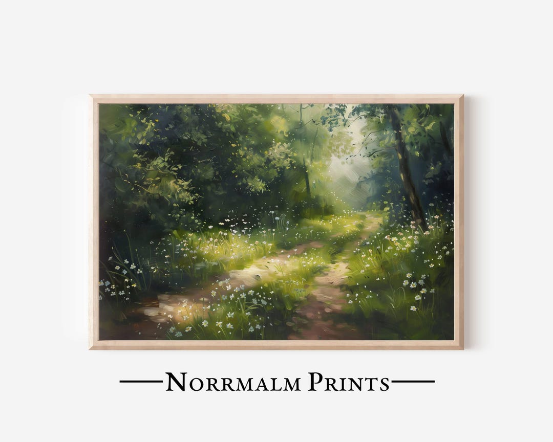 Printable Countryside Wall Art, Landscape Painting, Forest Path Print ...
