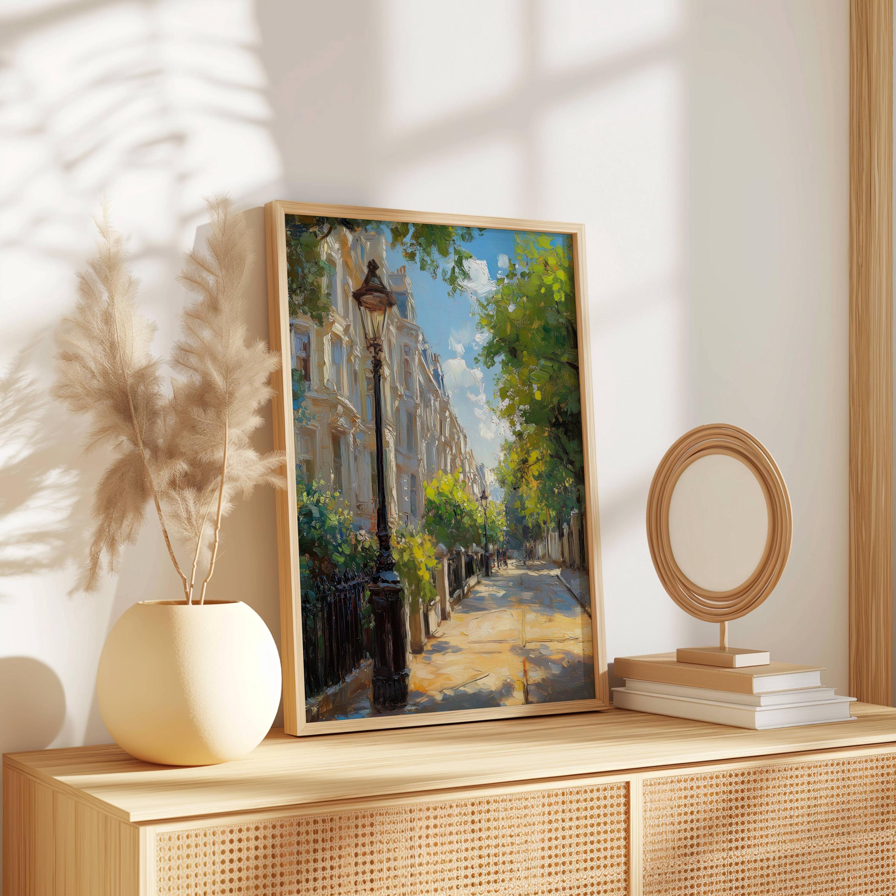 Printable Affluent Neighbourhood Wall Art, Quiet Street Painting ...