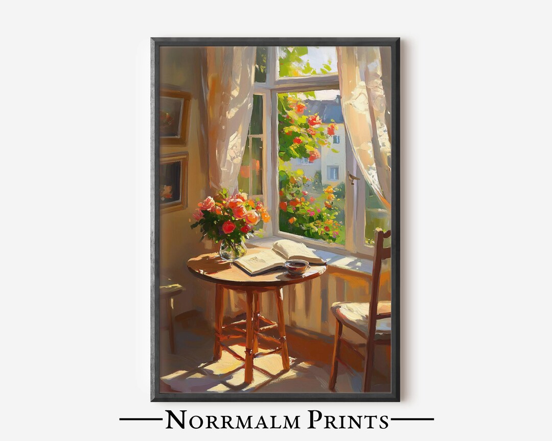 Printable View Through Window Wall Art, Interior Painting, Flower by ...