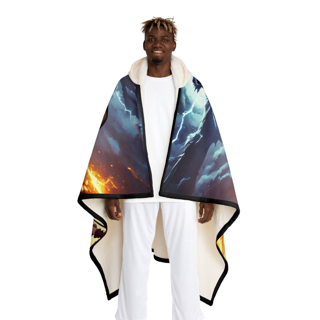 Epic Dnd Battle Anime Style Hooded Sherpa Fleece Blanket Mage, Warrior ...