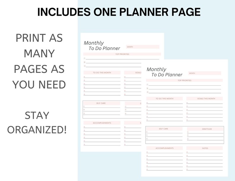 Monthly to Do Planner - Etsy