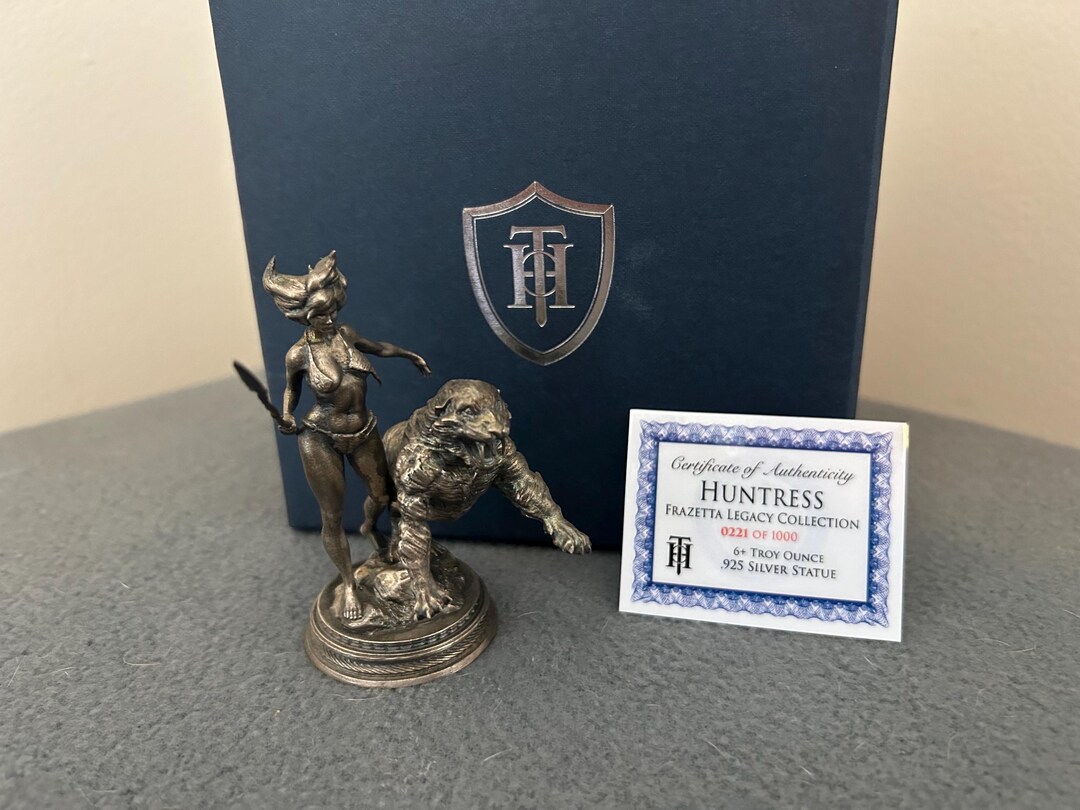 6 Oz Silver Antique Statue - Frank Frazetta (the Huntress) Silver ...