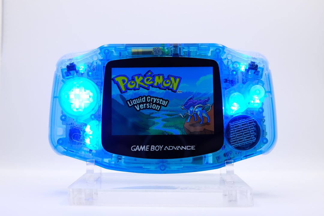 Blue Crystal Clear Gameboy Advance GBA With IPS V5 Laminated Screen ...