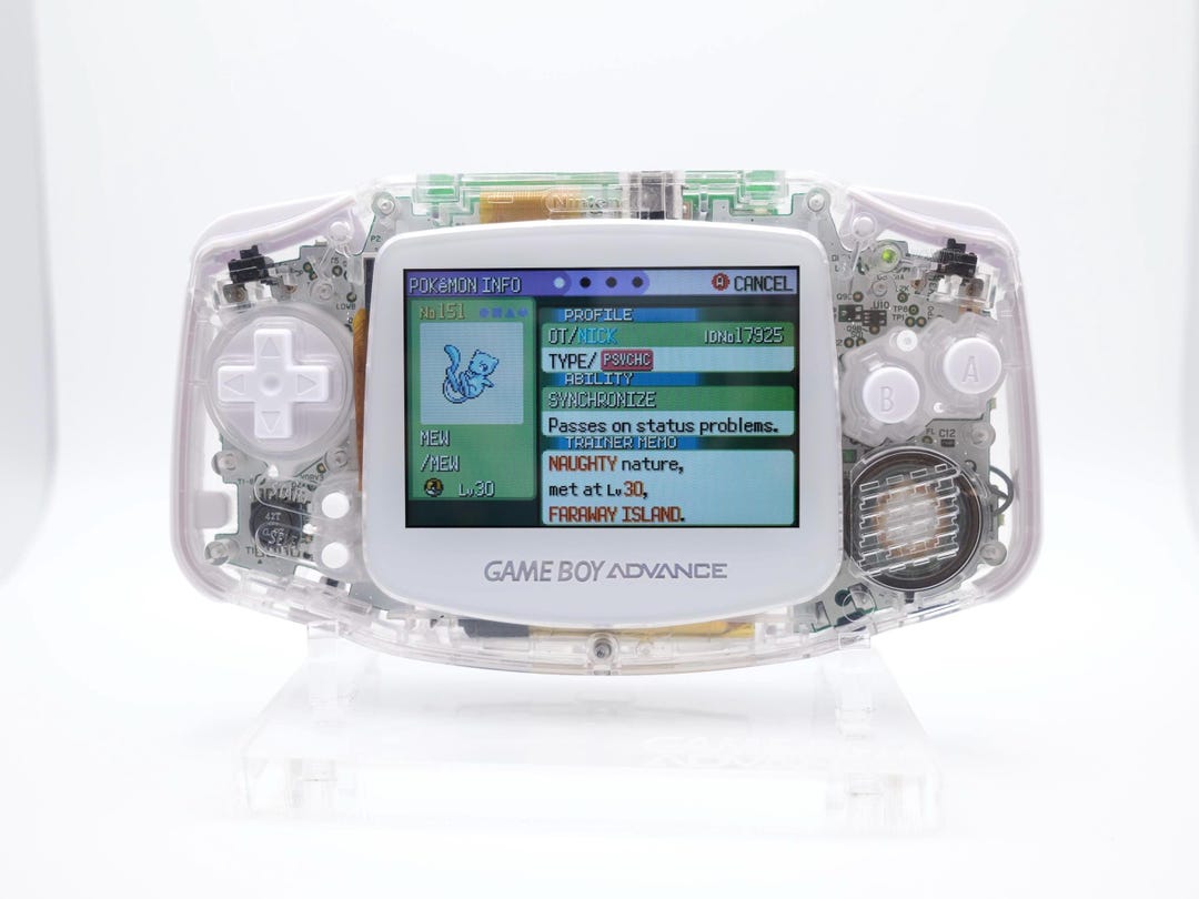 Crystal Clear Gameboy Advance GBA With IPS V3 Laminated Screen and ...
