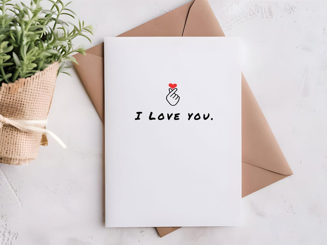Korean Finger Heart I Love You Card Bilingual Cards Korean Gift Card ...