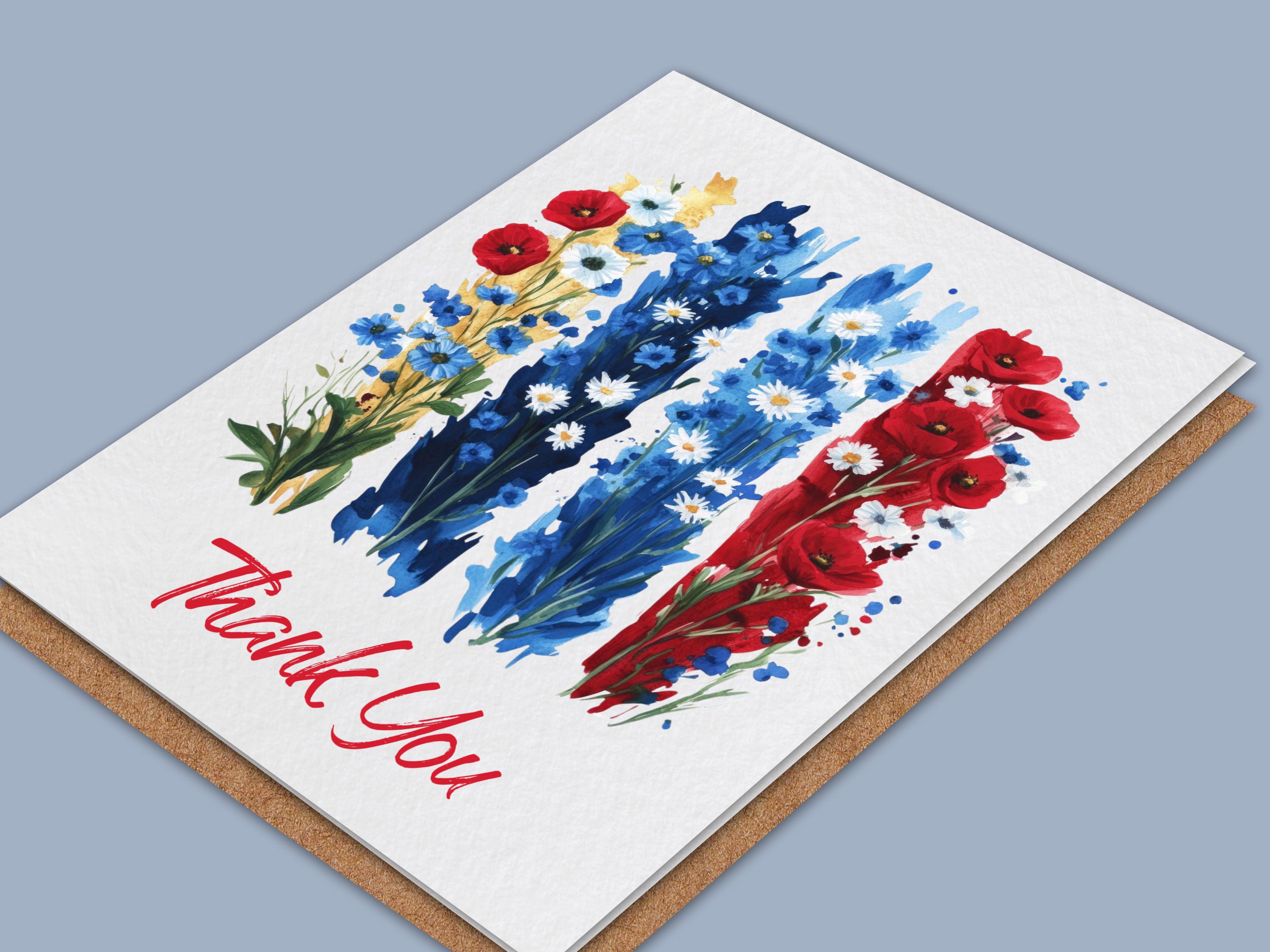 8-pack Wildflower Thank You Card Set, Floral Note Cards, Korean Thank ...