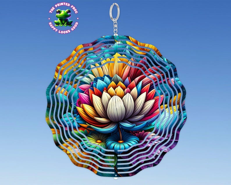 Mandala Lotus Wind Spinner Design PNG, Sublimation Print Art, Colorful ...