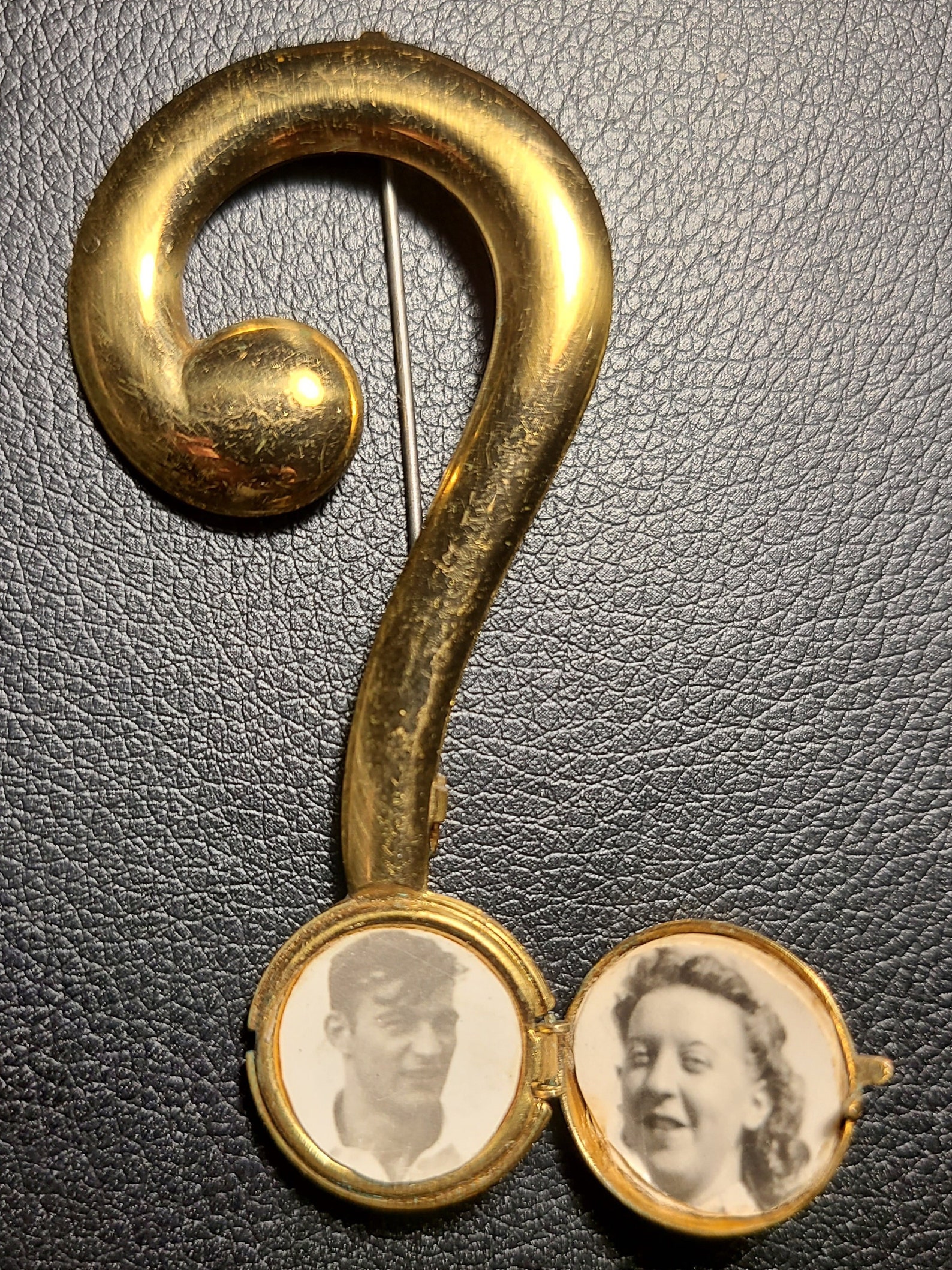 Brass Question Mark Photo Locket Pin Art Deco - Etsy