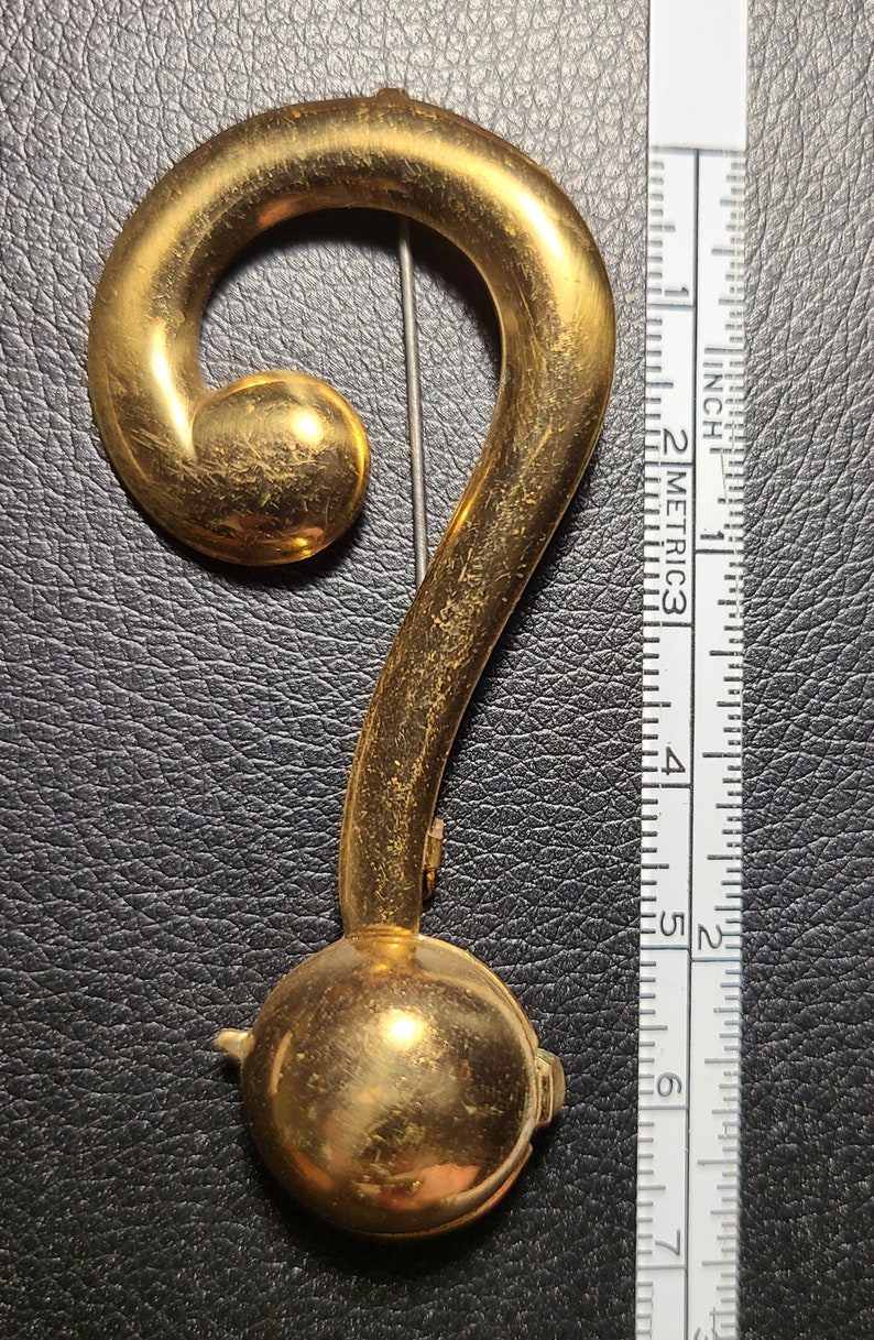 Brass Question Mark Photo Locket Pin Art Deco - Etsy