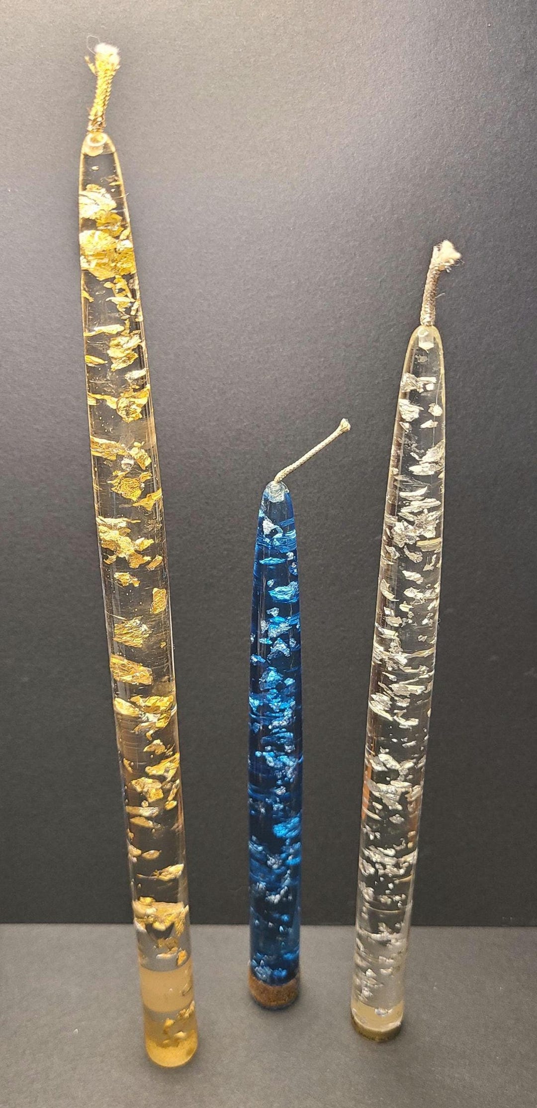 Vintage Lucite Candles,lot of 3-gold,silver and Blue - Etsy