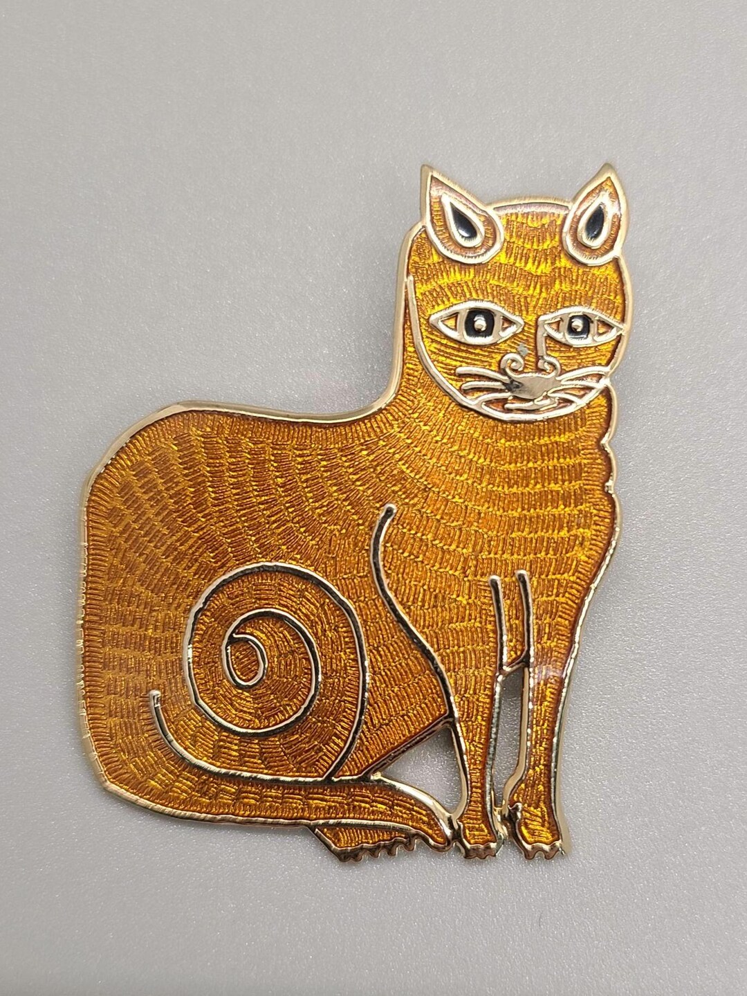 Enamel Orange Tabby Cat Pin Signed - Etsy