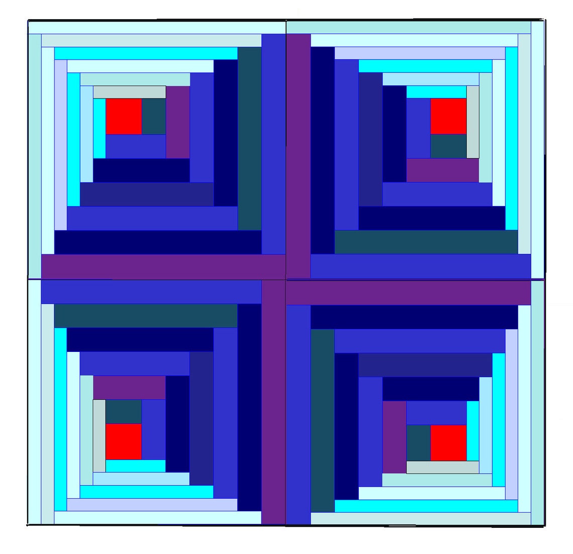 Curved Log Cabin, 3 Sizes of Blocks, Printable. Foundation Paper ...