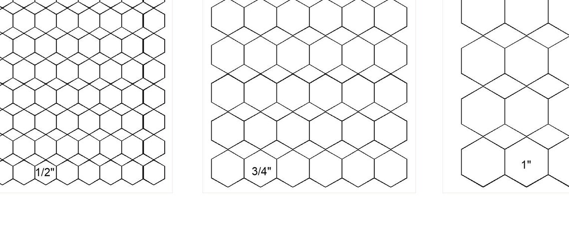 EPP Hexagons, 5 Sizes. Printable Templates for English Paper Piecing ...