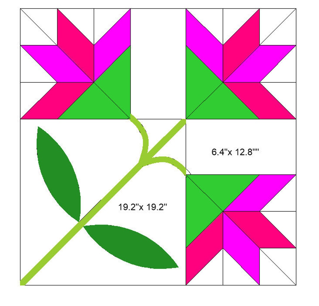 32" Carolina Lily Quilt Block, Printable PDF. Foundation Paper Piecing ...
