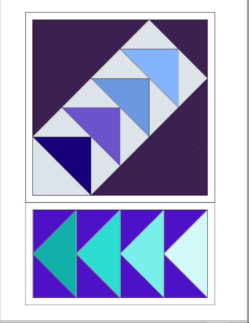 6" Diagonal Flying Geese Block, Printable PDF. Foundation Paper Piecing ...