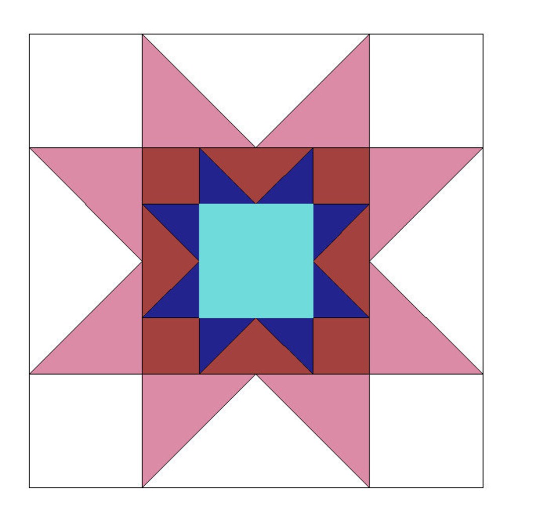 8" Star in Star Block Pattern. Foundation Paper Piecing. FPP. Beginner ...