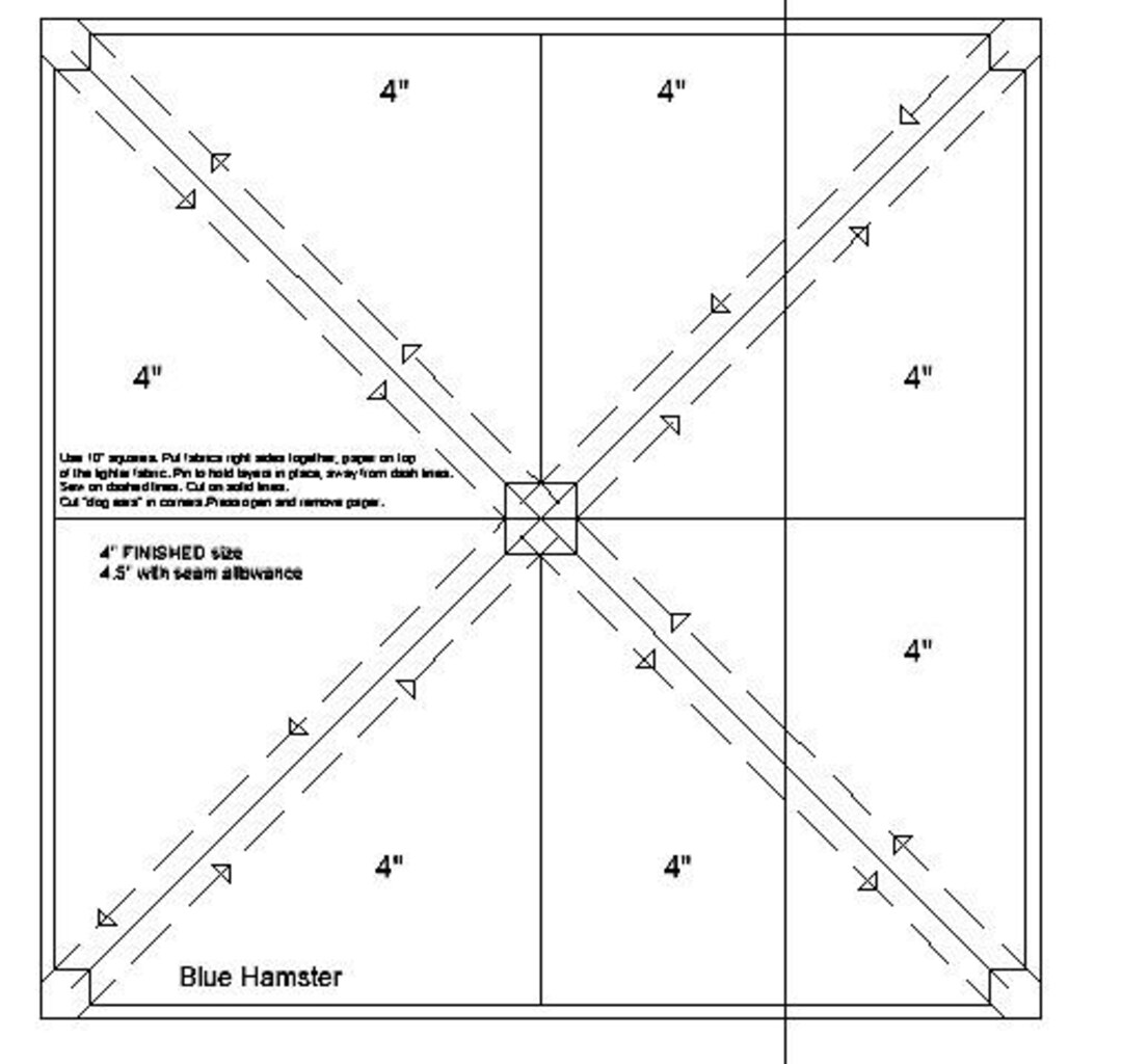 4" HST Blocks From 10 Inch Squares. No Waste. Foundation Paper Piecing ...