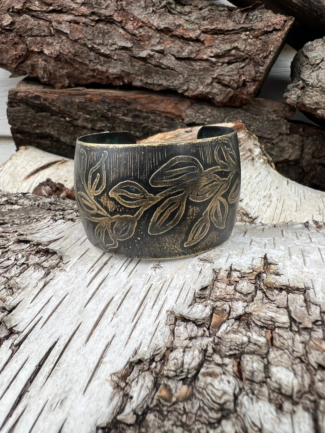 Etched Vines Brass Cuff - Etsy