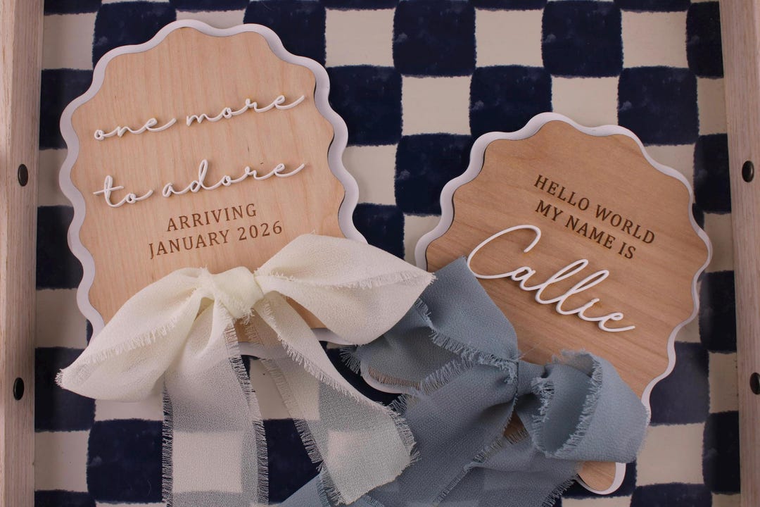 Baby Birth Announcement Plaque, Custom Pregnancy Announcement, Scallop ...