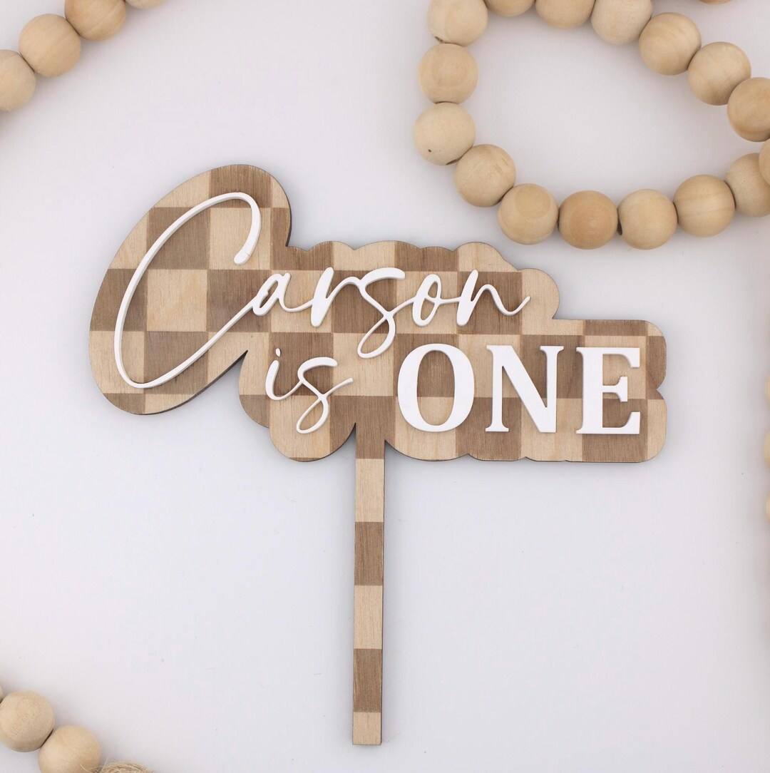 Baby's First Birthday, Cake Topper, Checkerboard Cake Topper, Checker ...