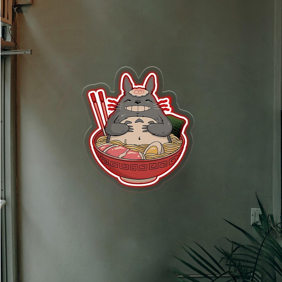 Totoro Ramen Bowl Neon Sign, Anime-inspired LED Decor, Perfect for ...