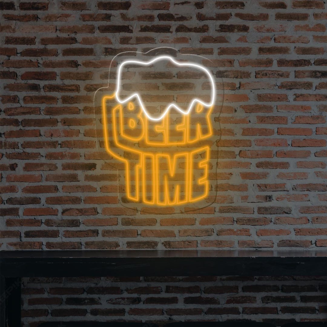 Beer Time Neon Sign, Beer Time Decor, Beer Lovers Decor, Home Bar Decor ...
