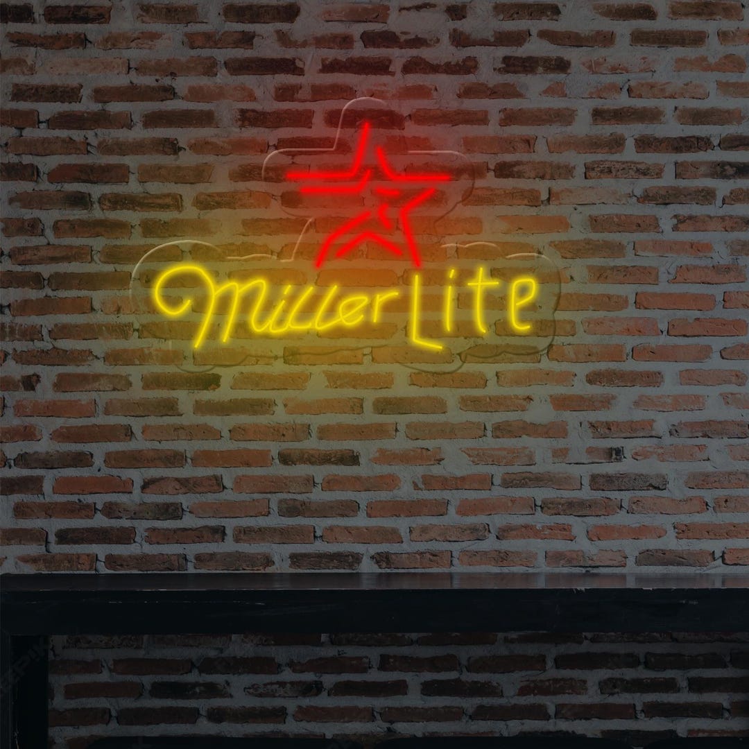Miller Lite Beer Neon Sign, Red Star Led Sign, Light up Neon Sign, Beer ...