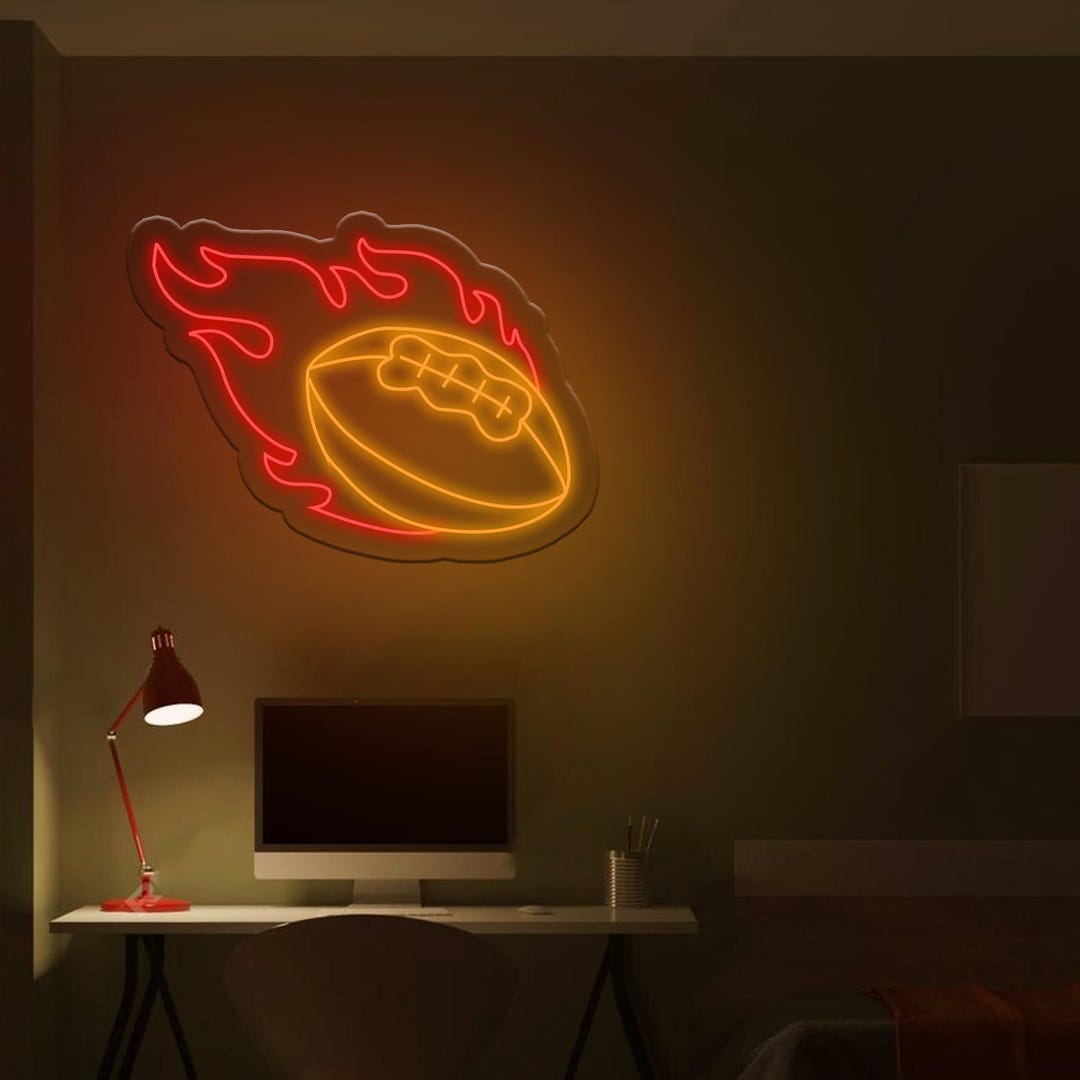 Burning Rugby Neon Sign, Rugby Fire Light Sign, Home Decor in Sports ...