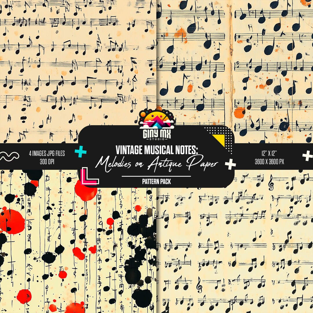 Digital Paper Vintage Musical Notes, Vintage, Musical, Notes, Perfect ...