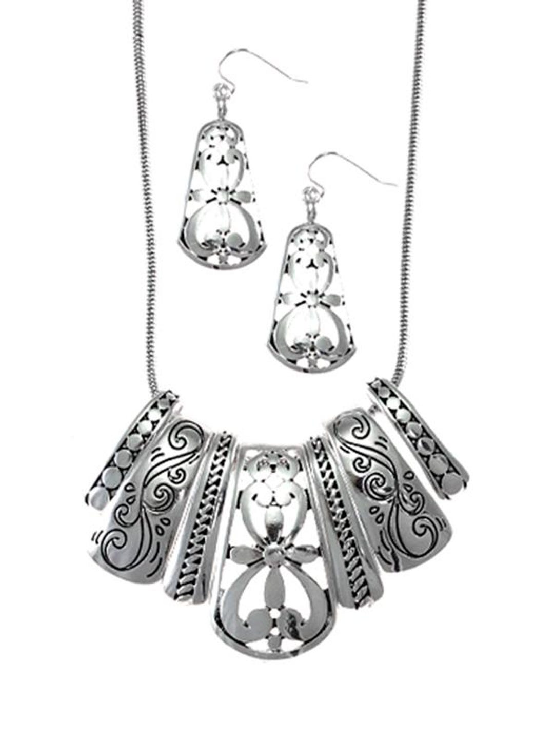 Brighton*style Filigree Inspired Etched Multi Bar Necklace Earring Set ...