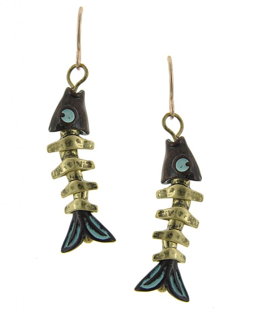 Patina Fish Bone Earring Fish Bone Jewelry Fish Earrings Fish Skeleton ...