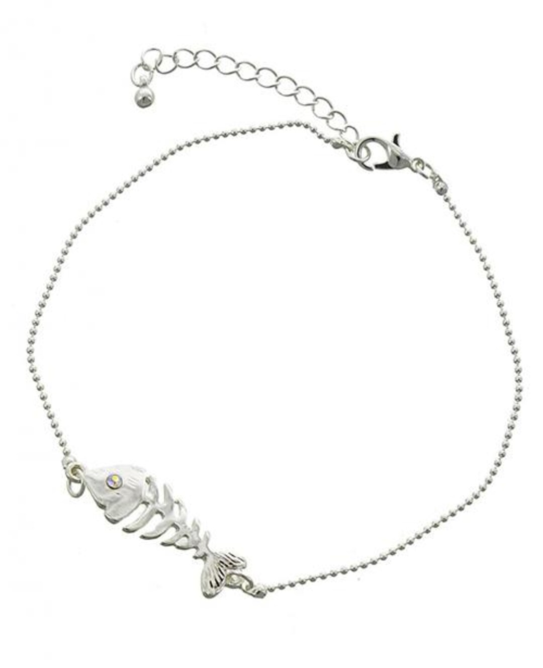 Crystal*ab Silver Fish Bone Fish Skeleton Anklet Ocean Handmade Jewelry ...