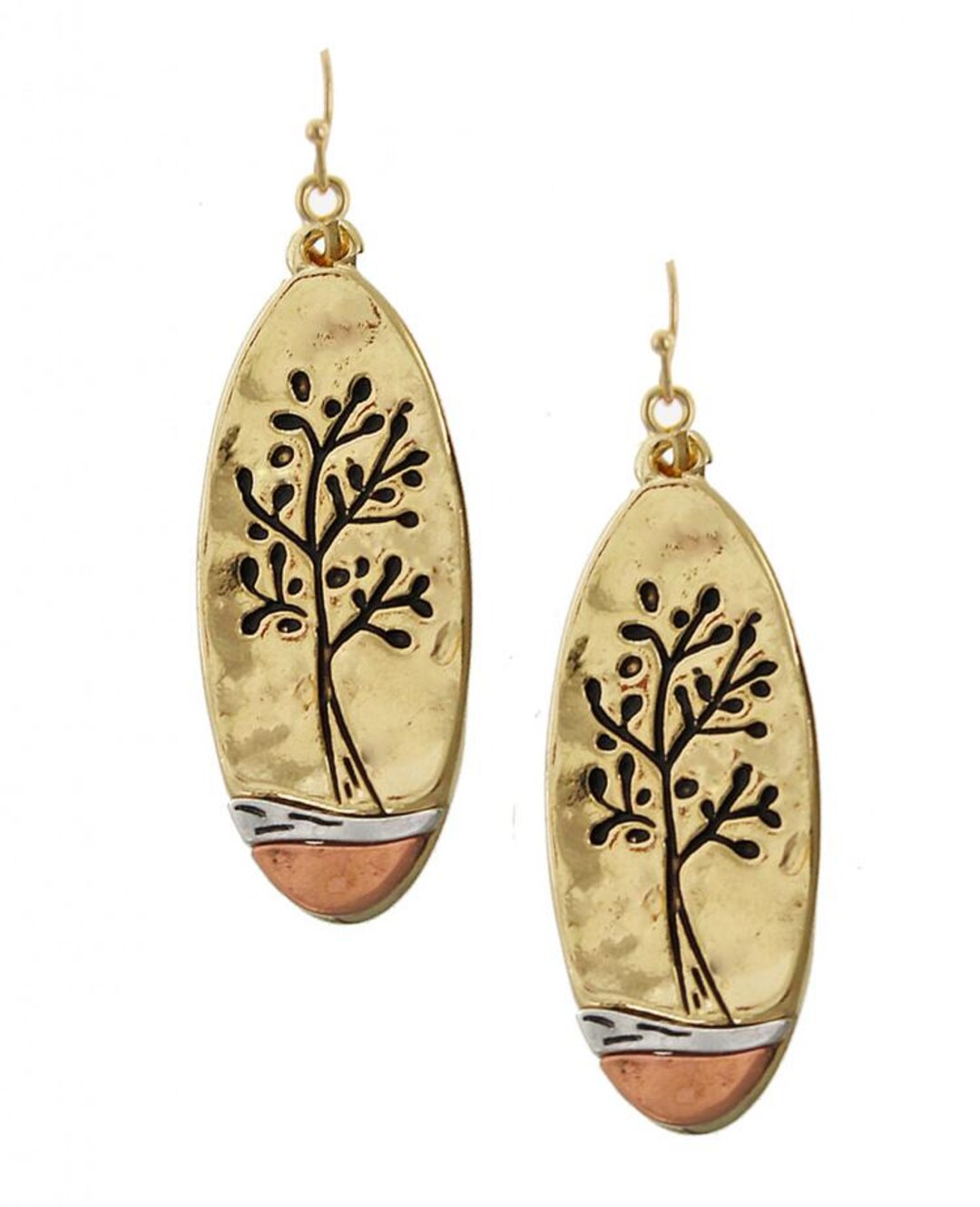 Gold & Green Tree of Life Jewelry, Tree of Life Earrings, Tri-tone ...