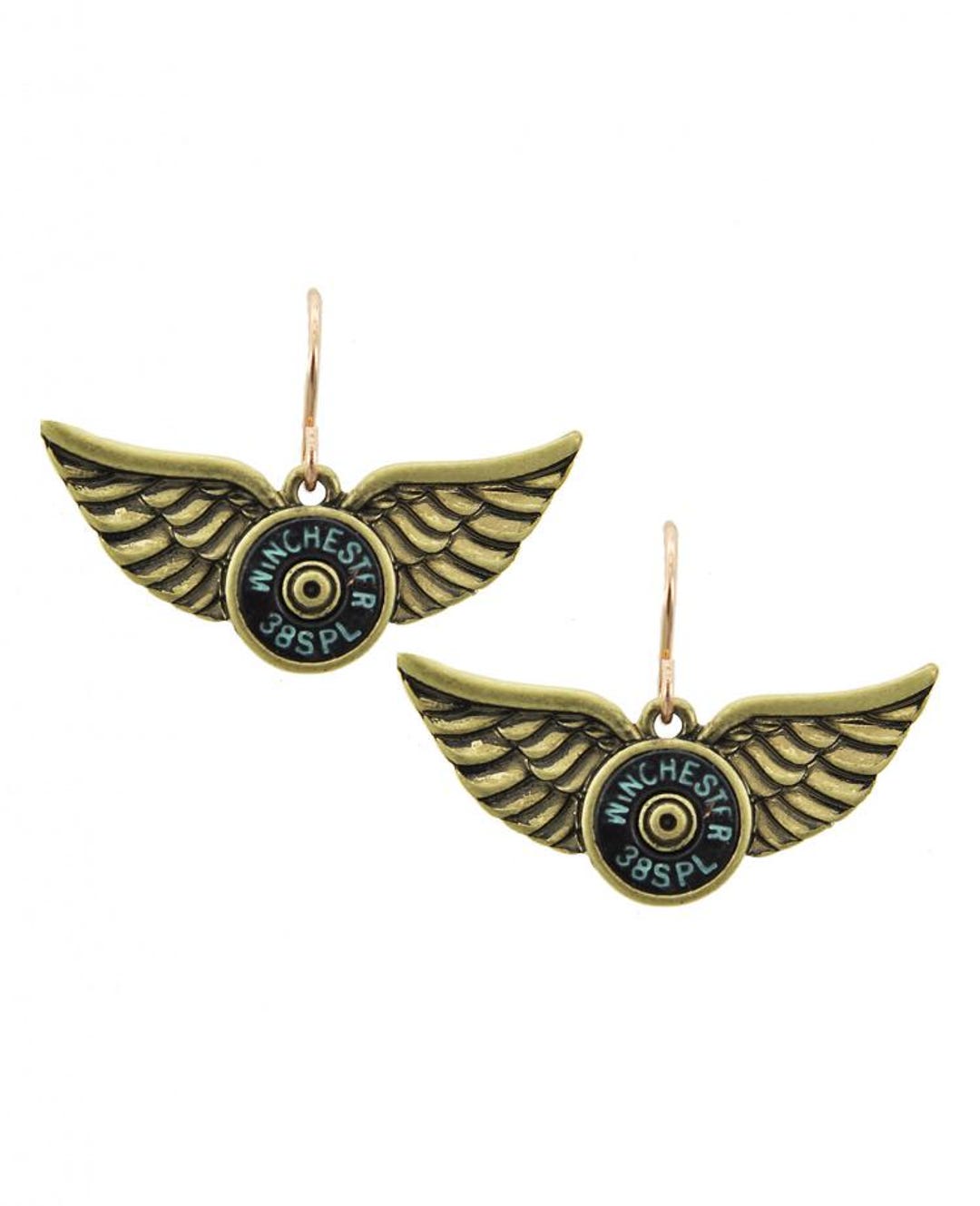 Bullet Angel Wings Earrings Shotgun Winchester 38SPL Bullet Pistol ...