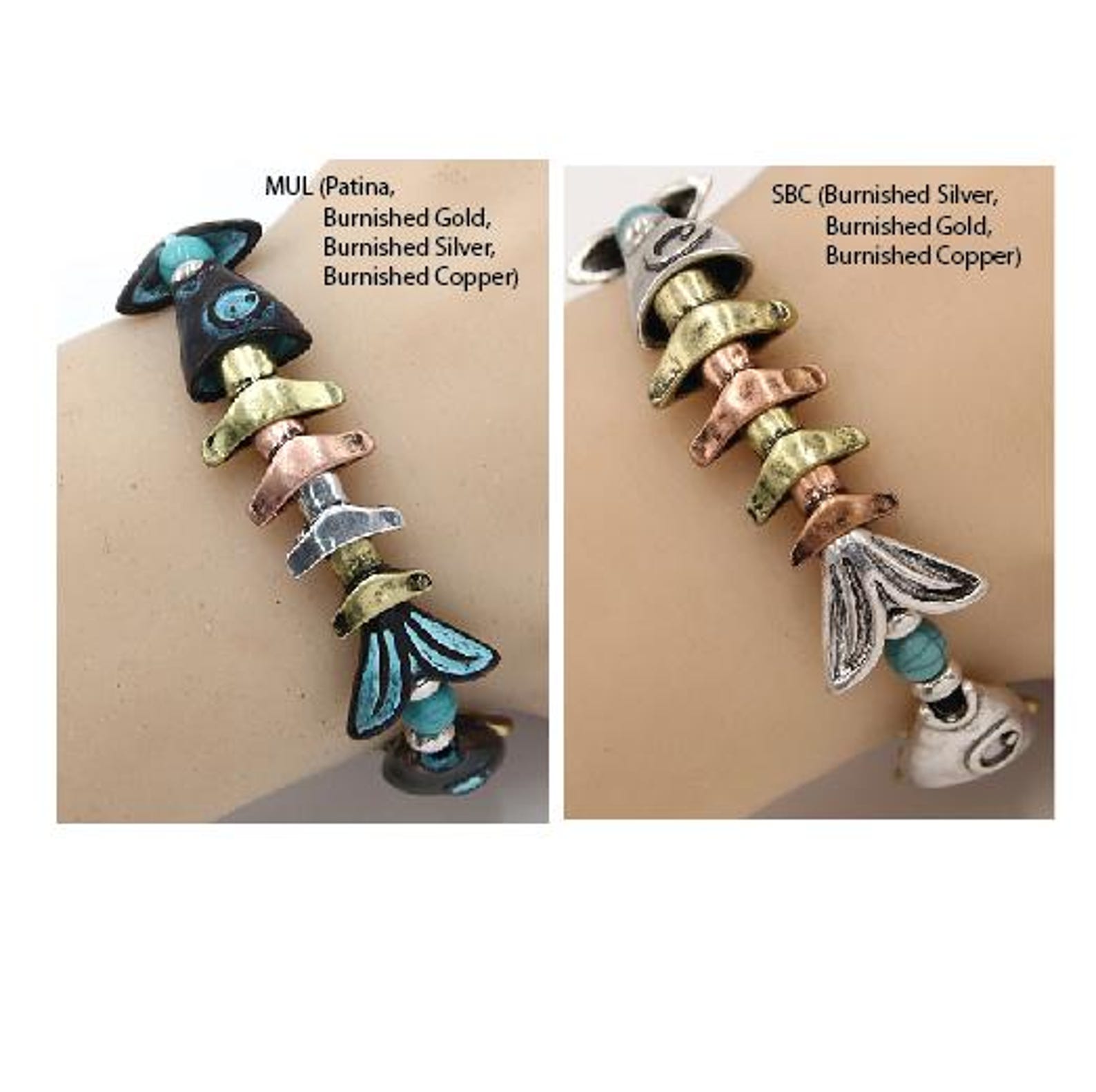 Fish Bone Bracelet, Fish Bone Jewelry, Stretch Bracelet, Movable Fish ...