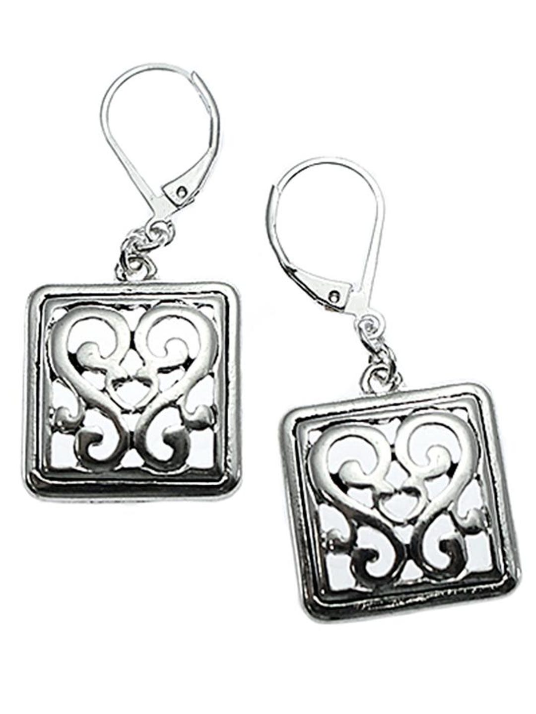 Brighton**style Filigree Cut-out Square Euro Hook Earrings Gift for Her ...